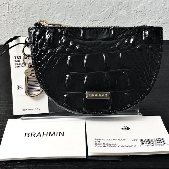 Brahmin | Bags | Brahmin Black Melbourne Leather Britt Coin Purse Or ...